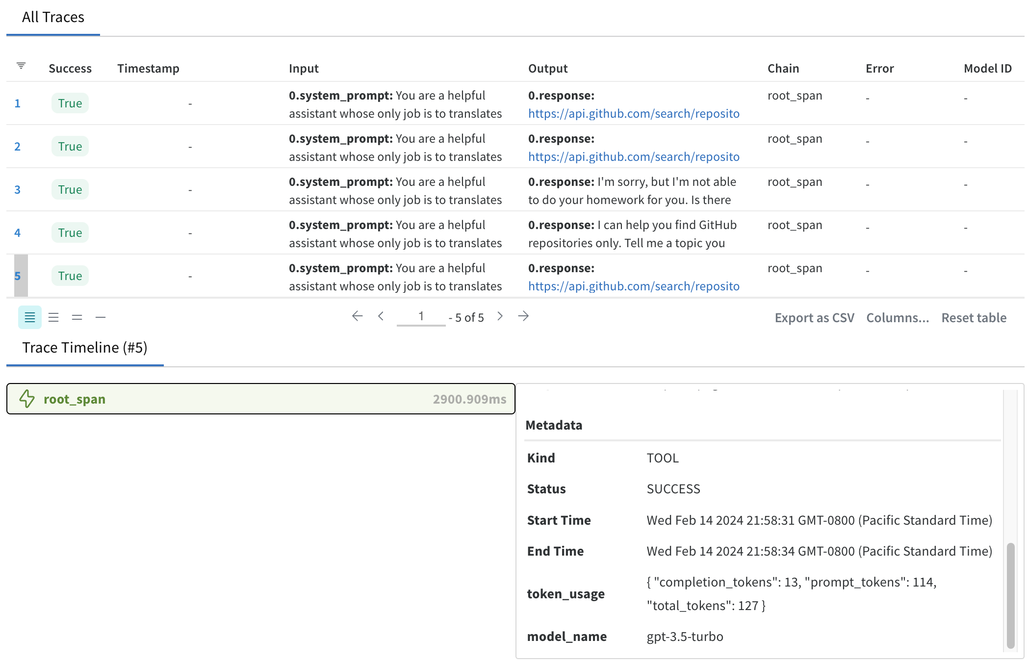 Enabling observability of your LLM-based applications with Weights and Biases through tracing